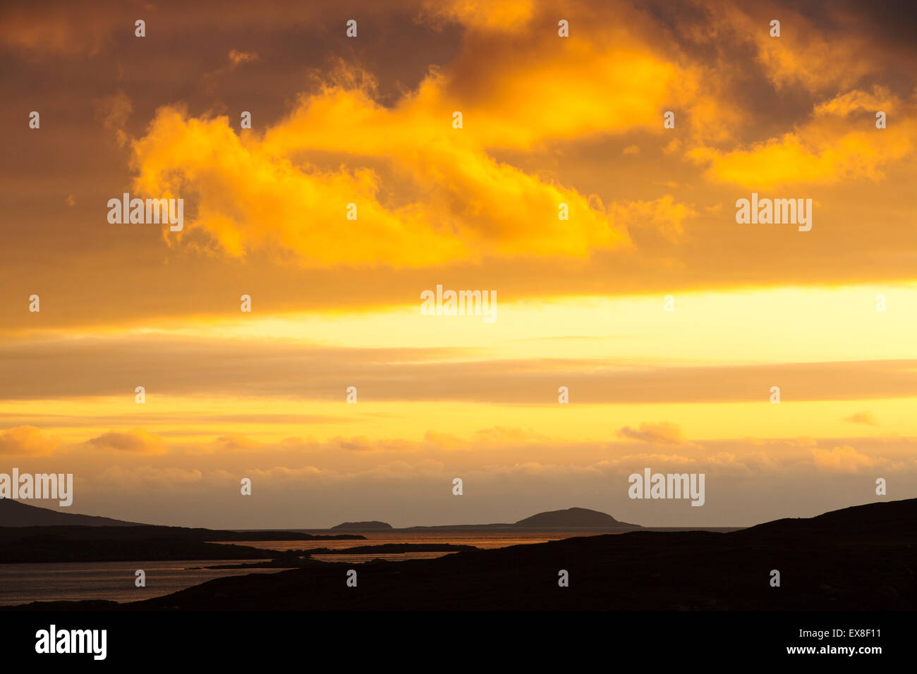 Looking out towards Pabbay and Berneray from Leverburgh, Isle of Harris ...