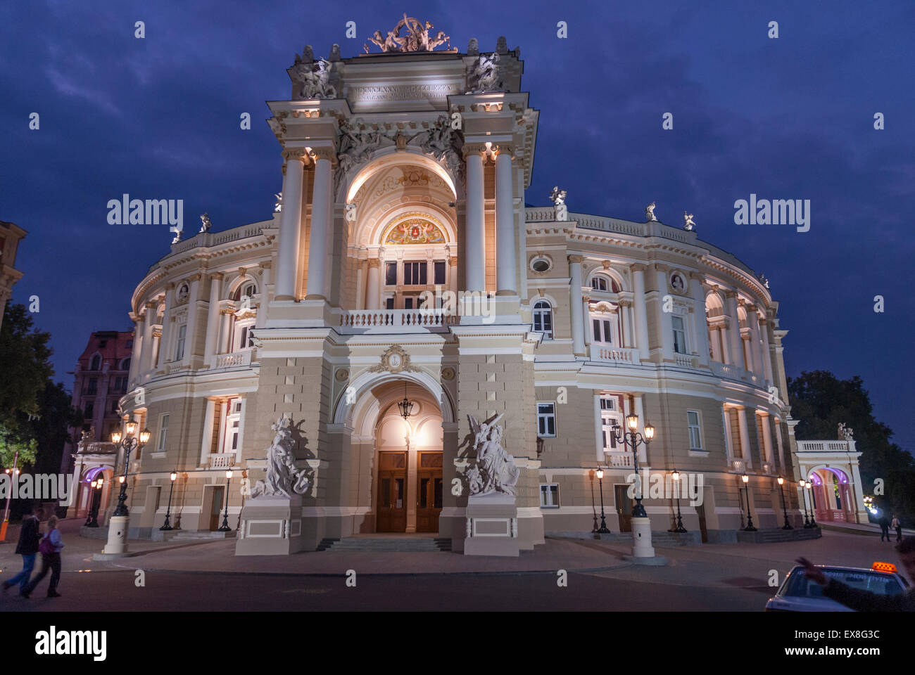 The Odessa Opera House in the Evening lit with different colored ...