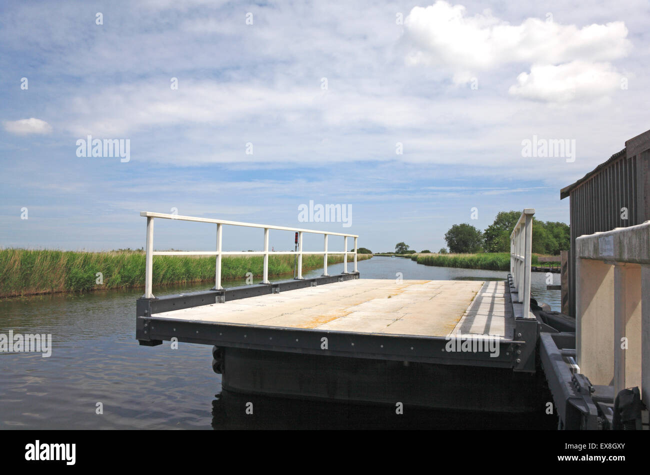 The swing bridge at Martham Ferry, Norfolk, England, United Kingdom ...