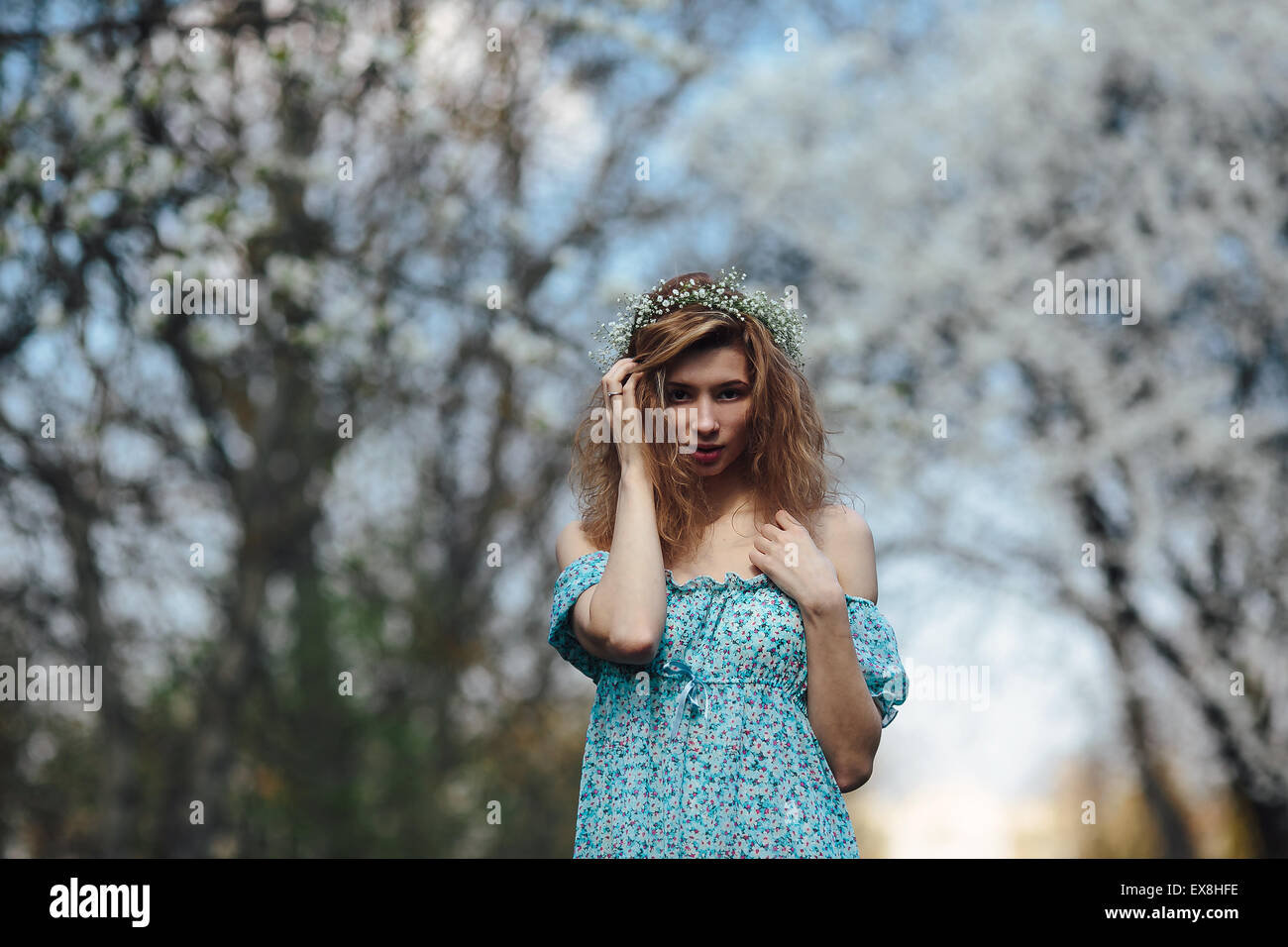 Portrait of a beautiful girl flowering trees Stock Photo - Alamy
