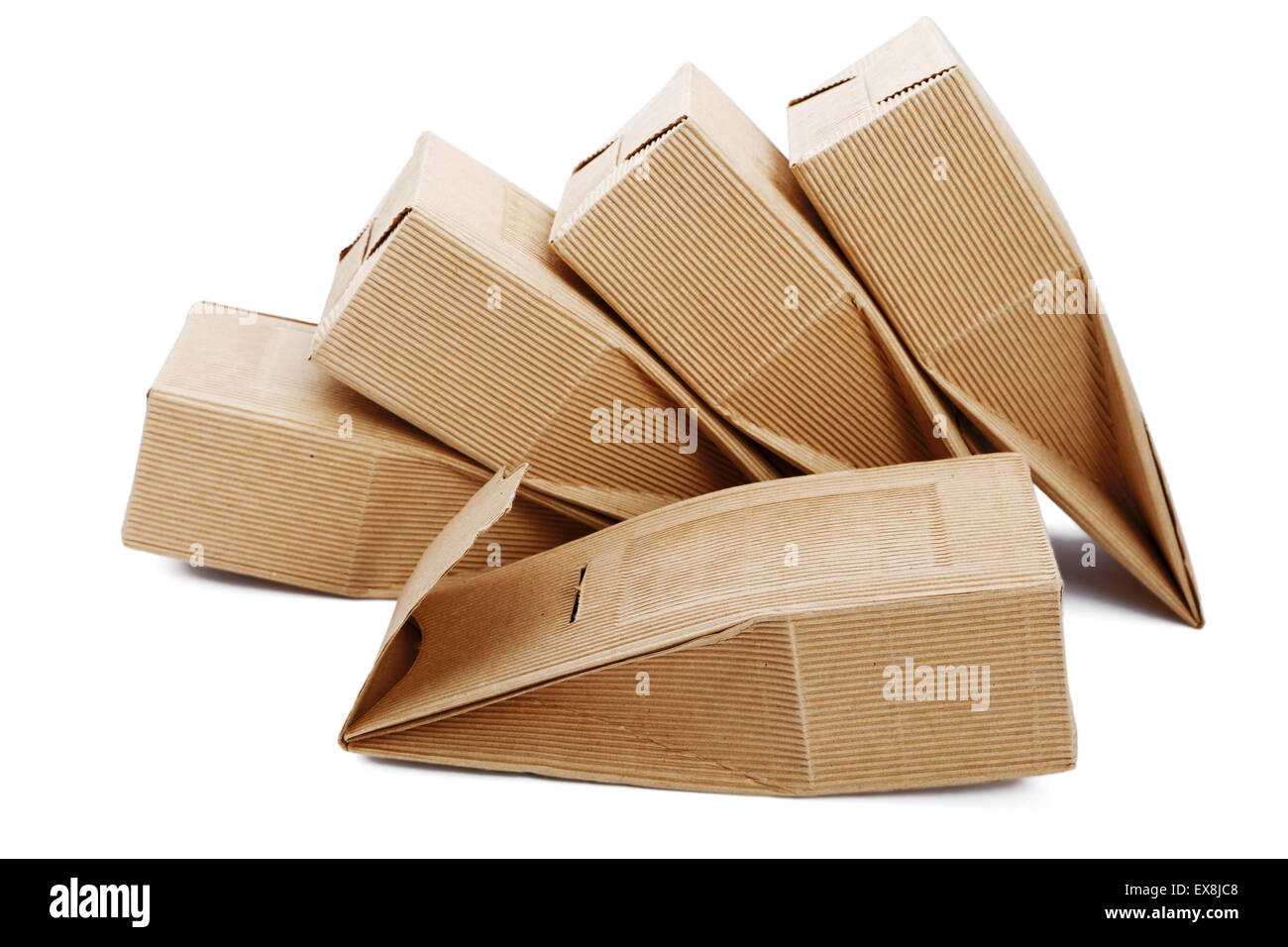 boxes from the goffered cardboard isolated on a white background Stock ...