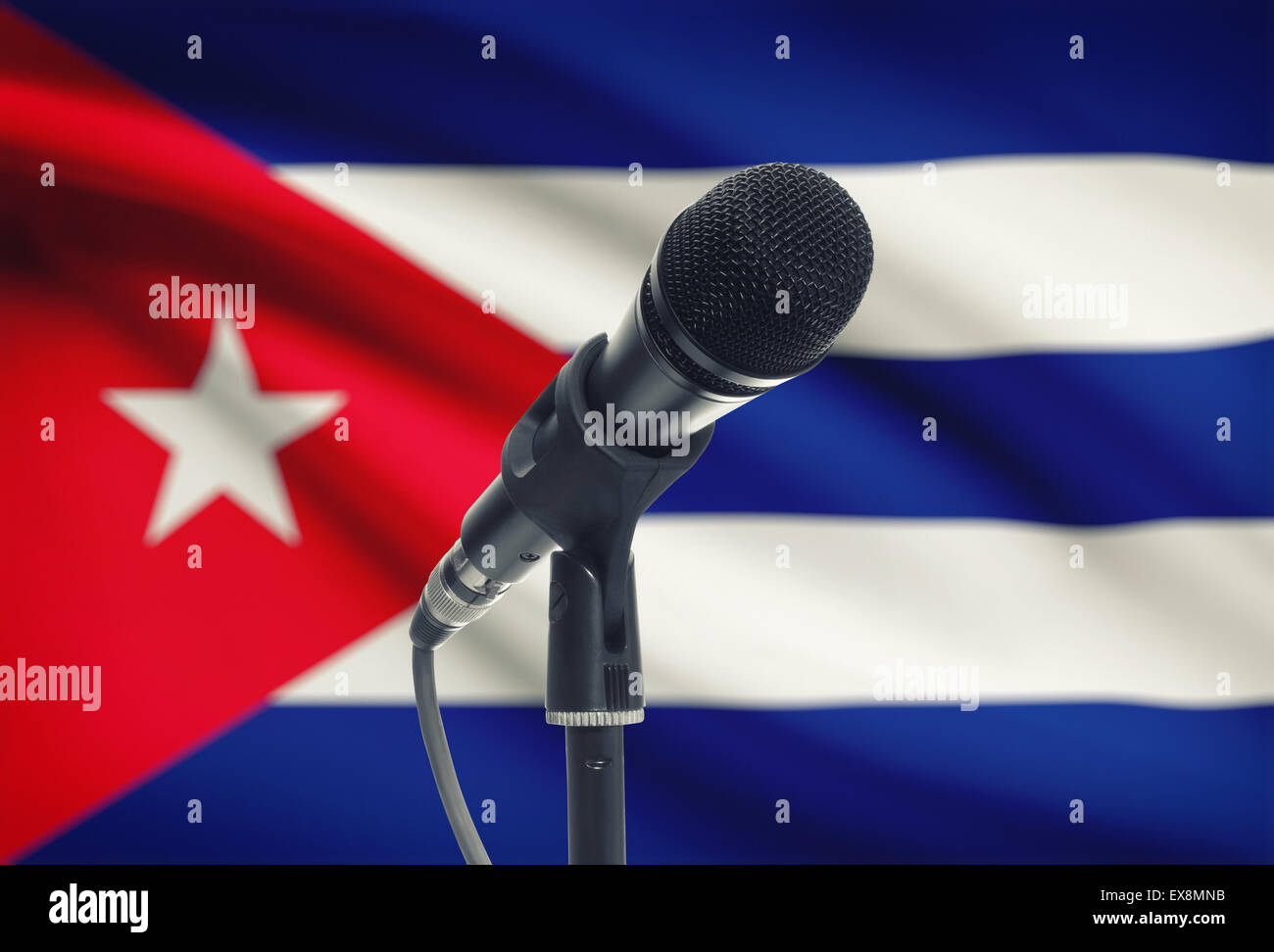 Microphone with national flag on background series - Cuba Stock Photo ...