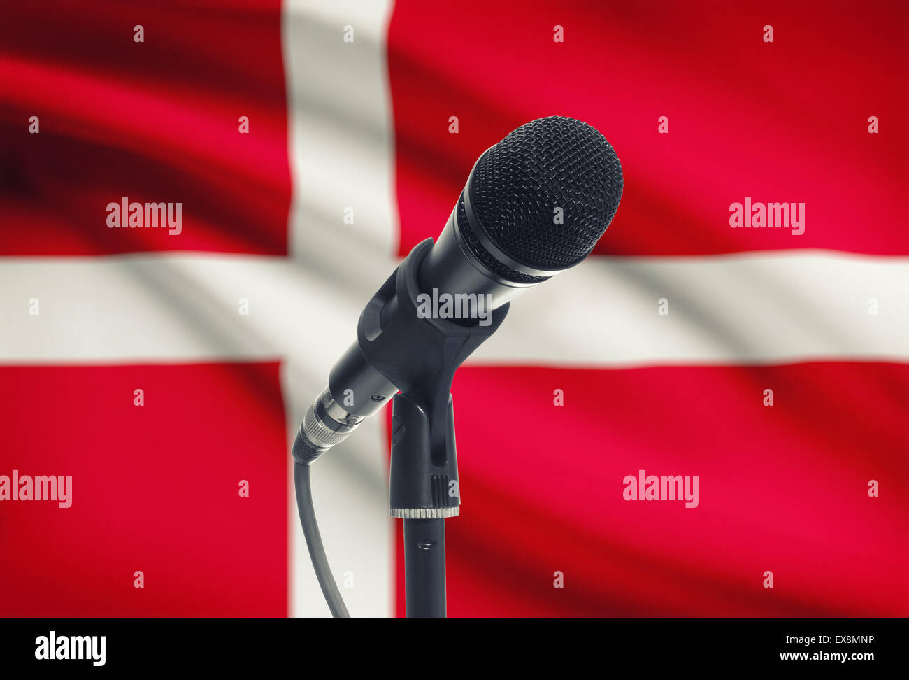 Microphone with national flag on background series - Denmark Stock ...