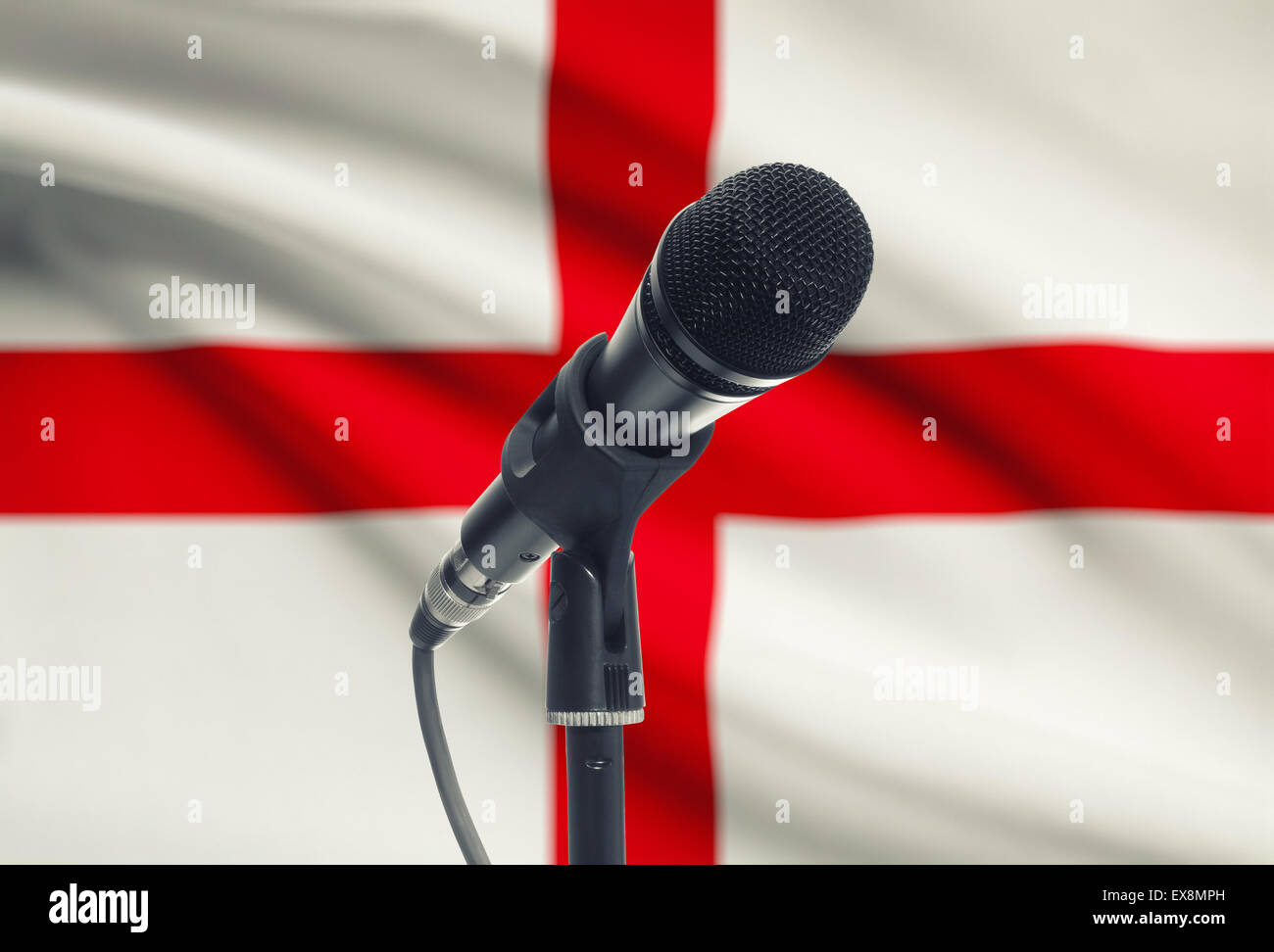 Microphone with national flag on background series - England Stock ...