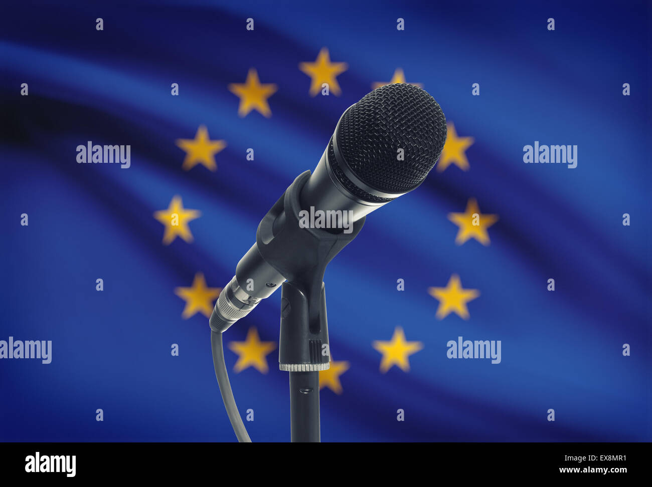 Microphone with national flag on background series - European Union ...