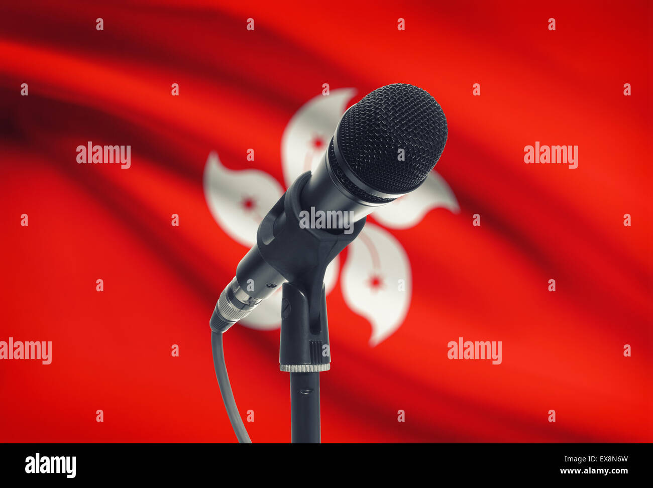 Microphone with national flag on background series - Hong Kong Stock ...