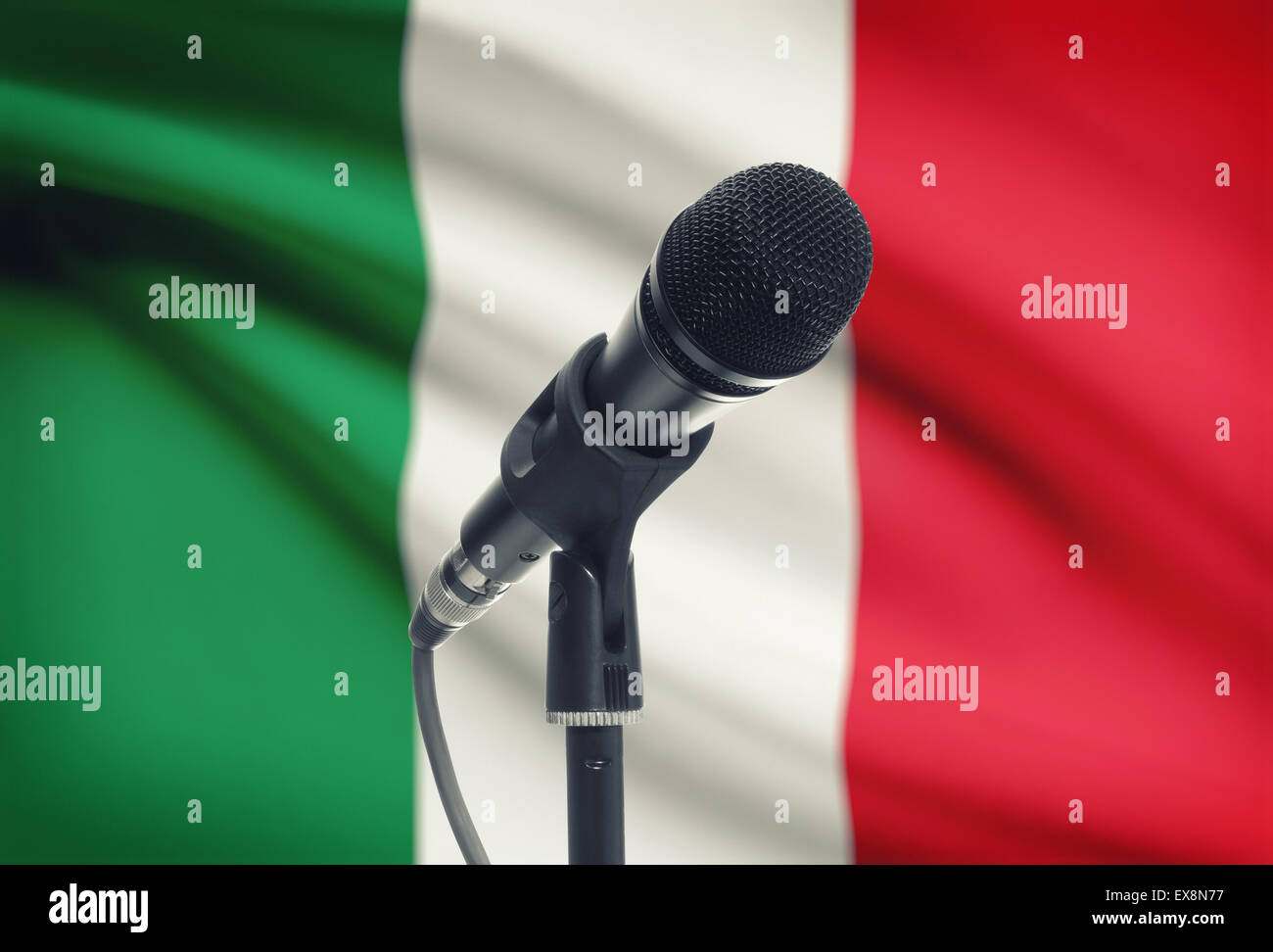 Microphone with national flag on background series - Italy Stock Photo ...