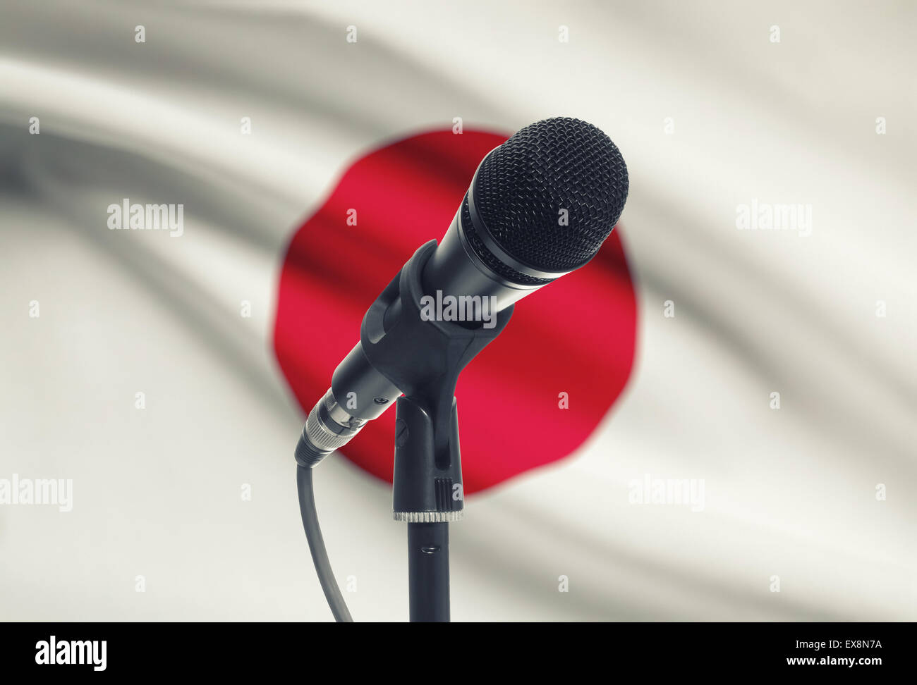 Microphone with national flag on background series - Japan Stock Photo ...