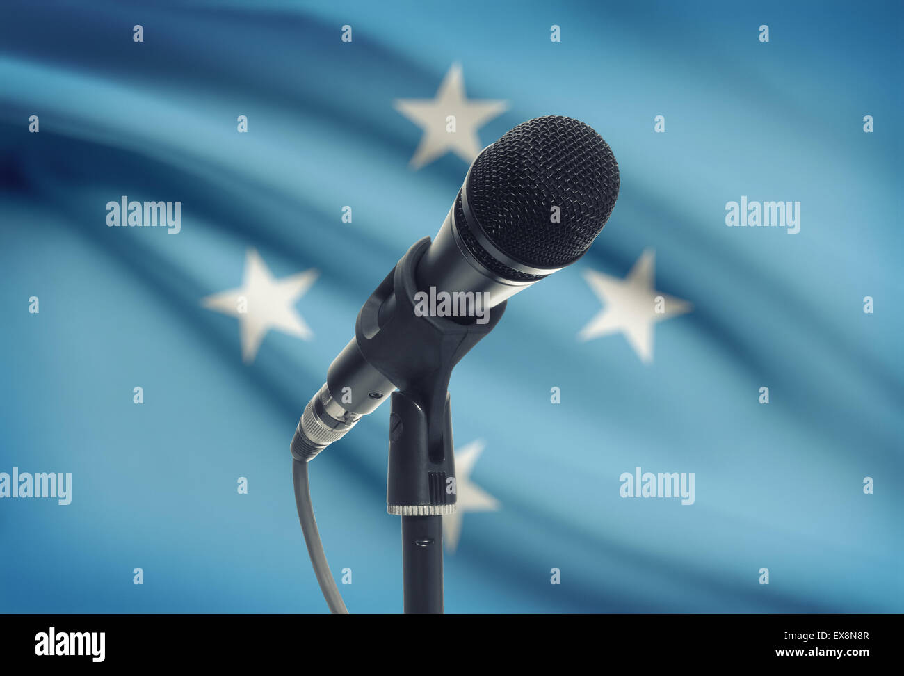 Microphone with national flag on background series - Micronesia Stock ...
