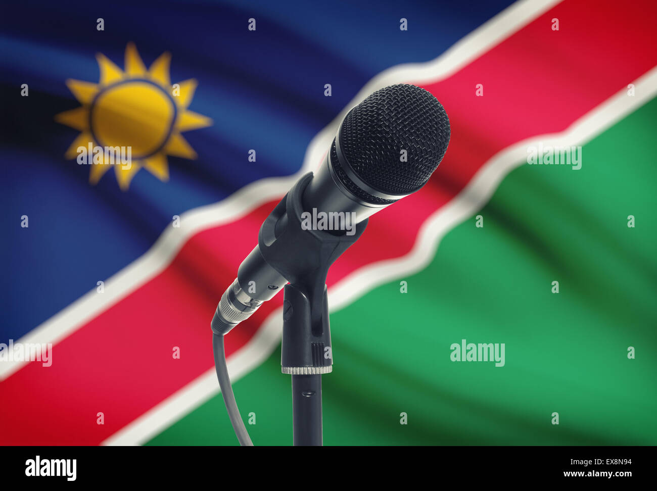 Microphone with national flag on background series - Namibia Stock ...