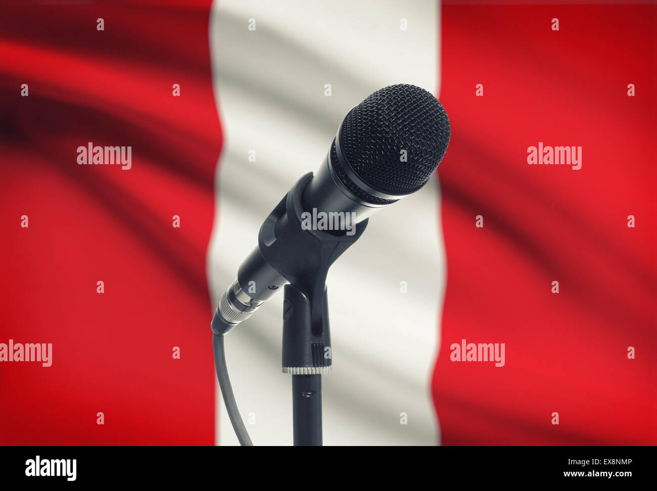 Microphone with national flag on background series - Peru Stock Photo ...
