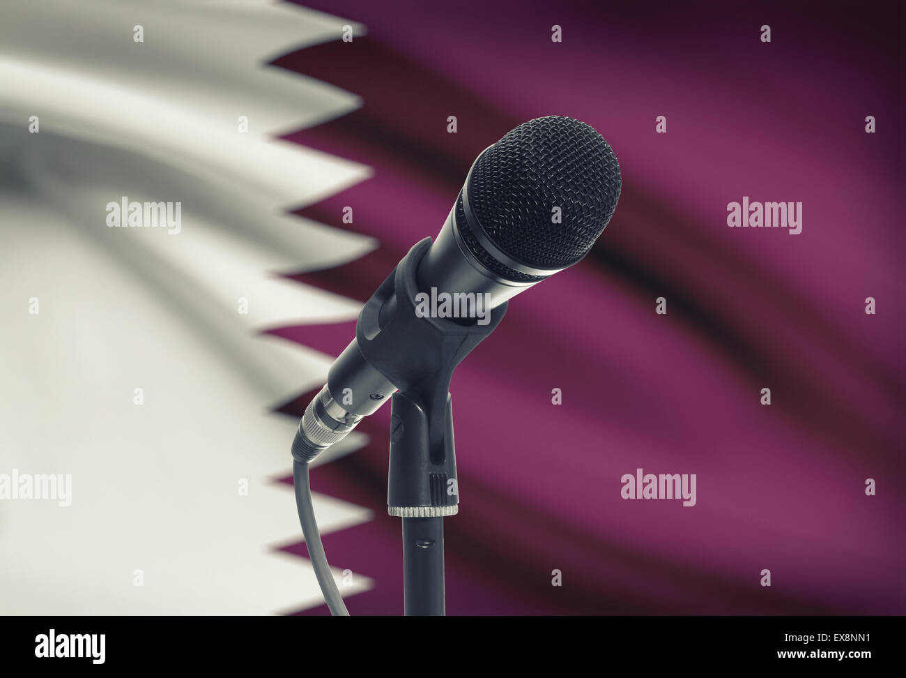 Microphone with national flag on background series - Qatar Stock Photo ...