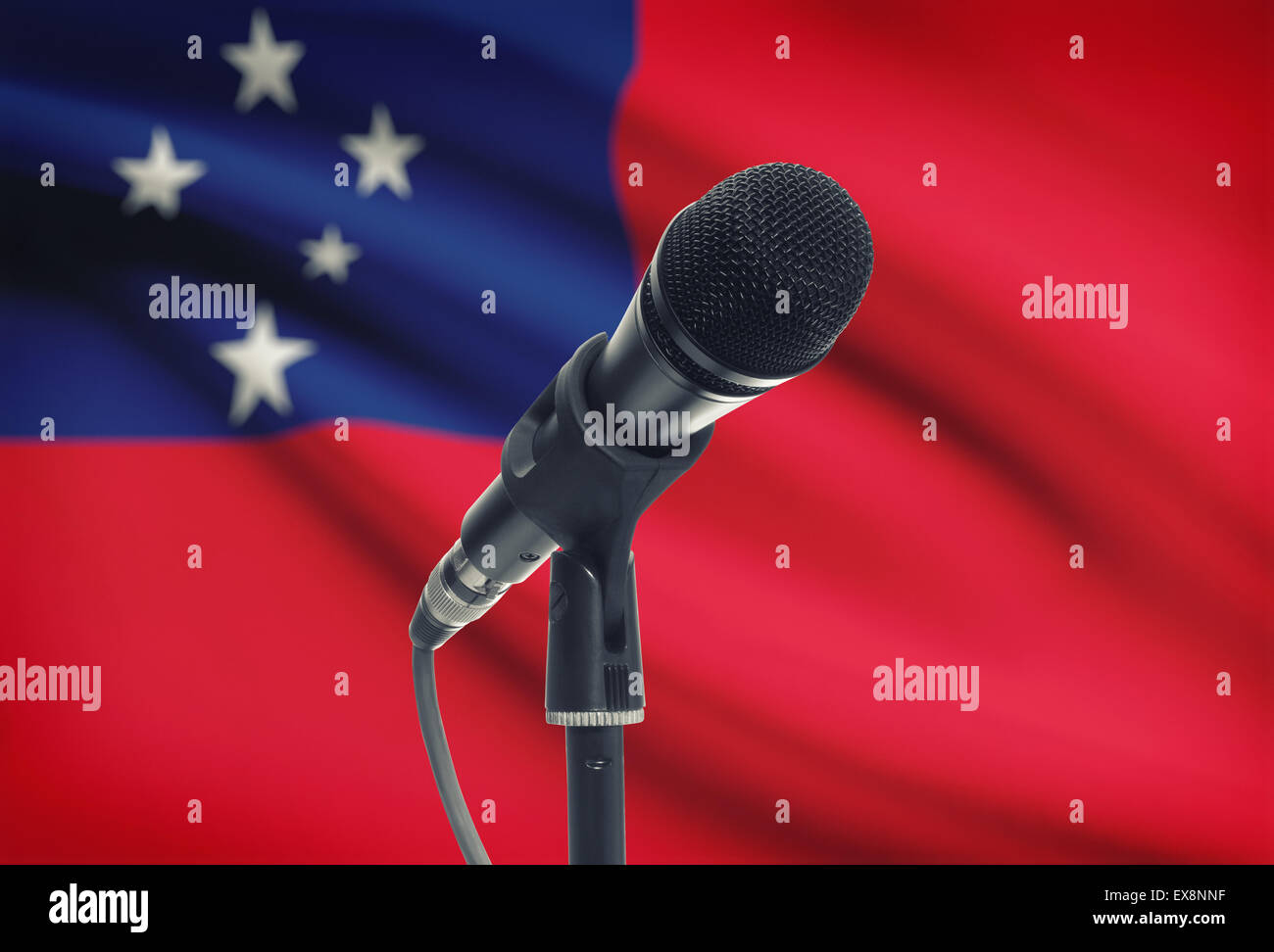 Microphone with national flag on background series - Samoa Stock Photo ...