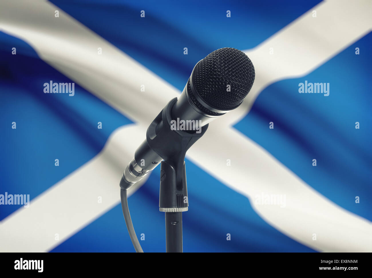 Microphone with national flag on background series - Scotland Stock ...