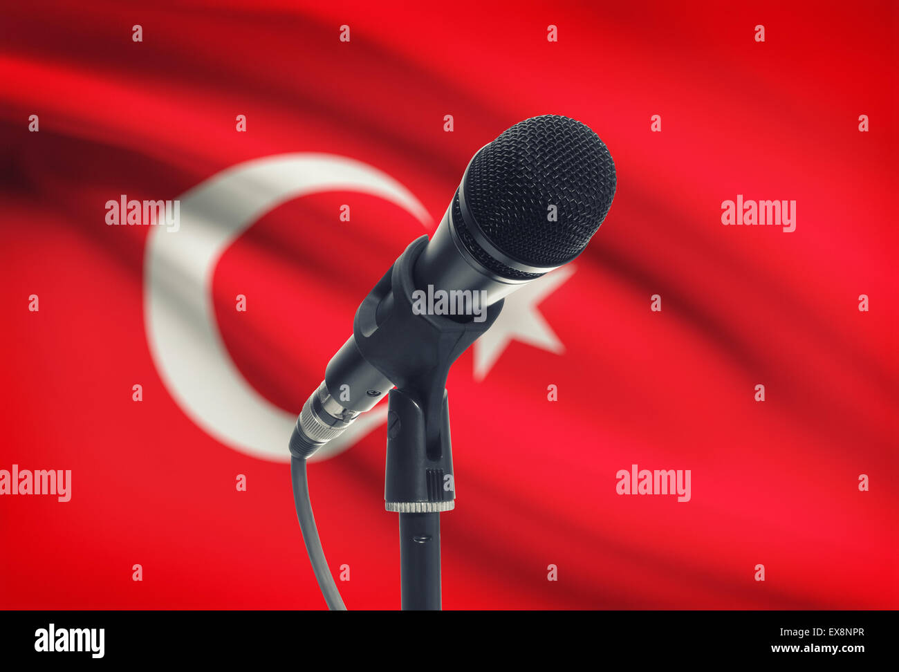 Microphone with national flag on background series - Turkey Stock Photo ...