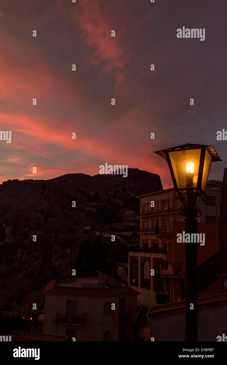 Sunset over Mount Etna, Sicily Stock Photo - Alamy