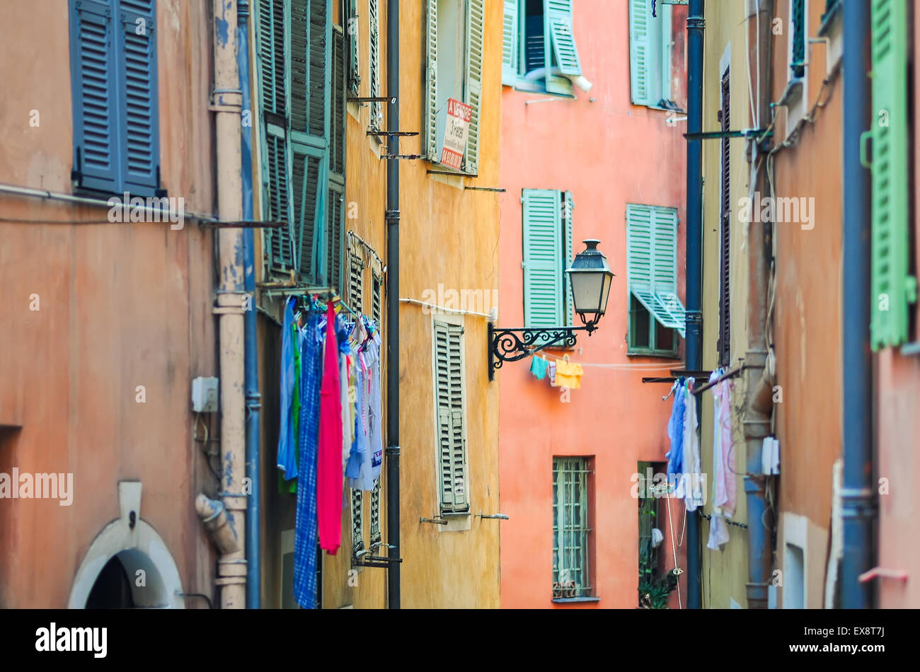 Colorful facades and windows in Nice, France Stock Photo - Alamy