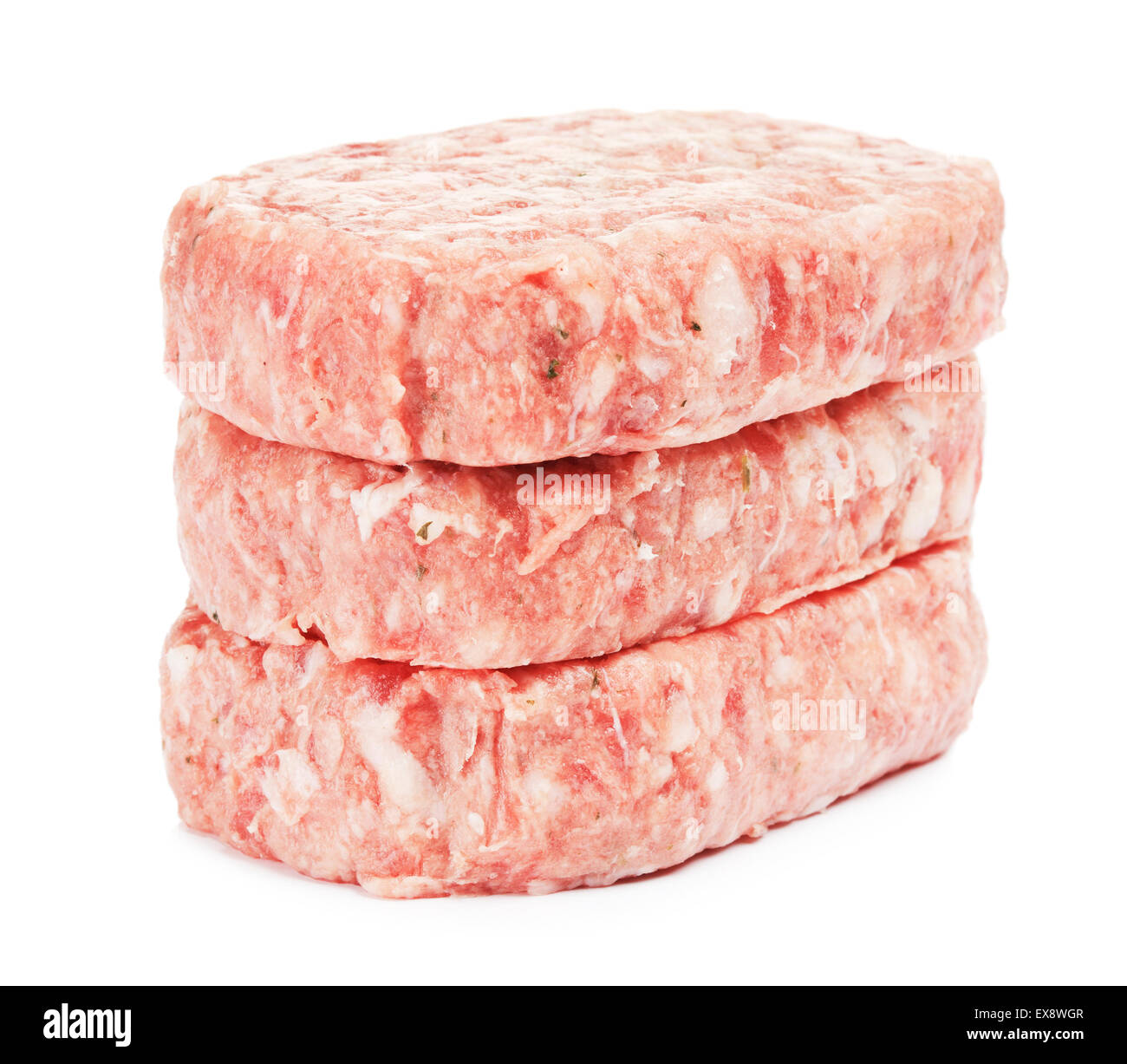 raw pork patties, isolated on white background Stock Photo - Alamy