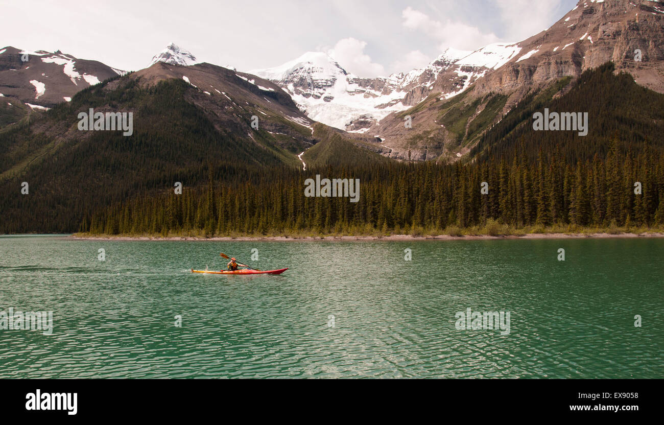 Kayaking on Maligne Lake, Jasper National Park, Rocky Mountains ...
