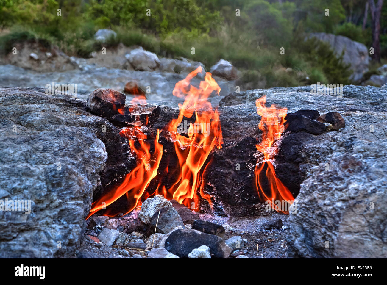 Yanartas, Cirali, flaming rock, Antalya, Turkey Stock Photo - Alamy