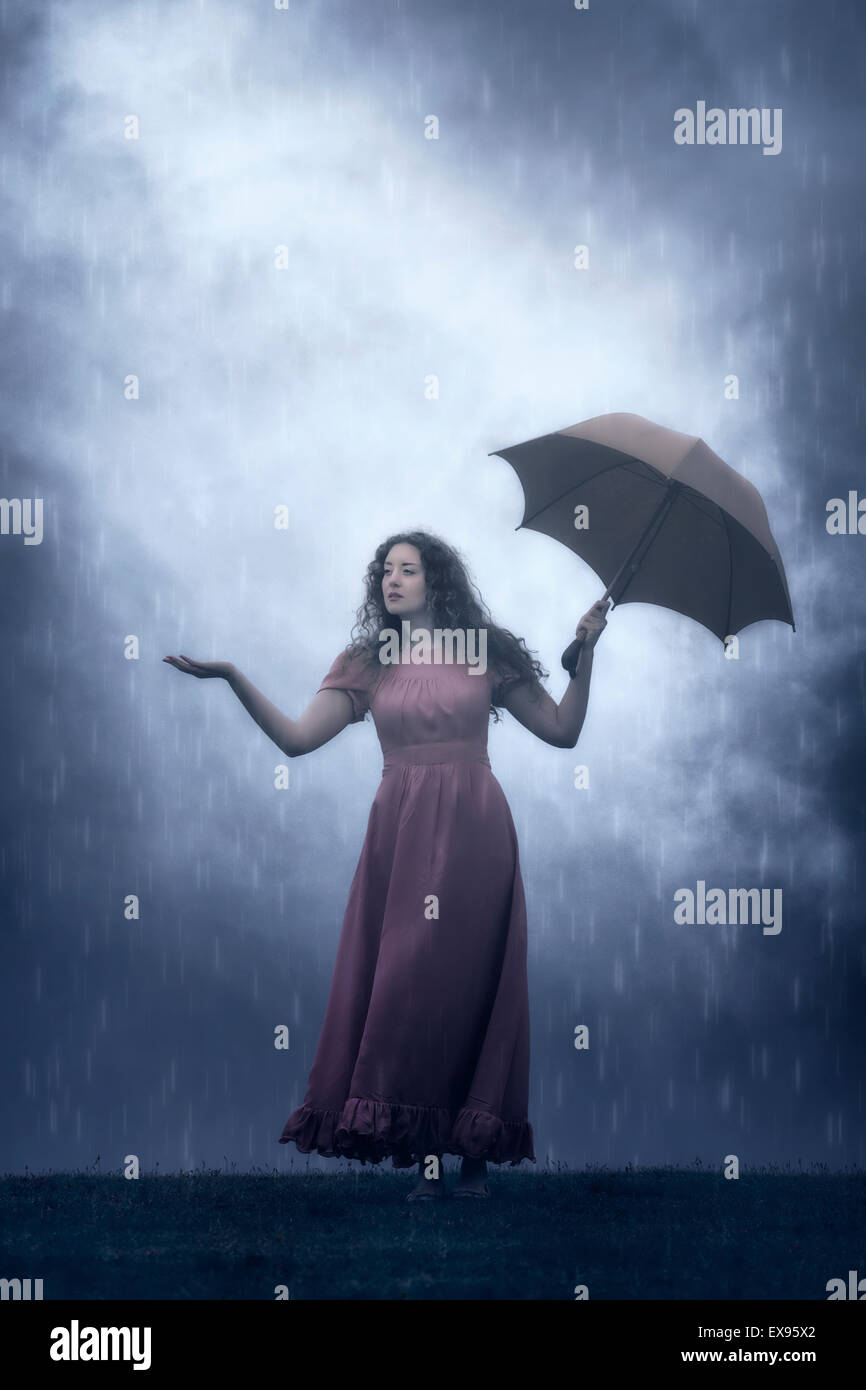 Woman In The Rain Sad