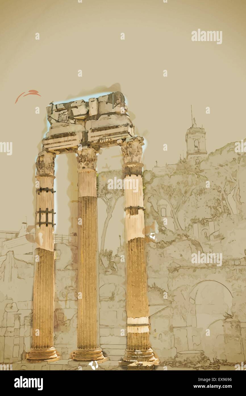 Landscape view ruins ancient Stock Vector Images - Alamy