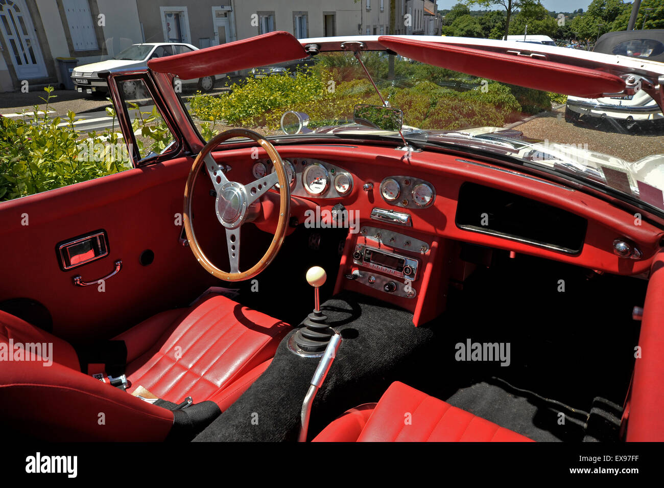 sunlightMGB roadster interior Stock Photo - Alamy