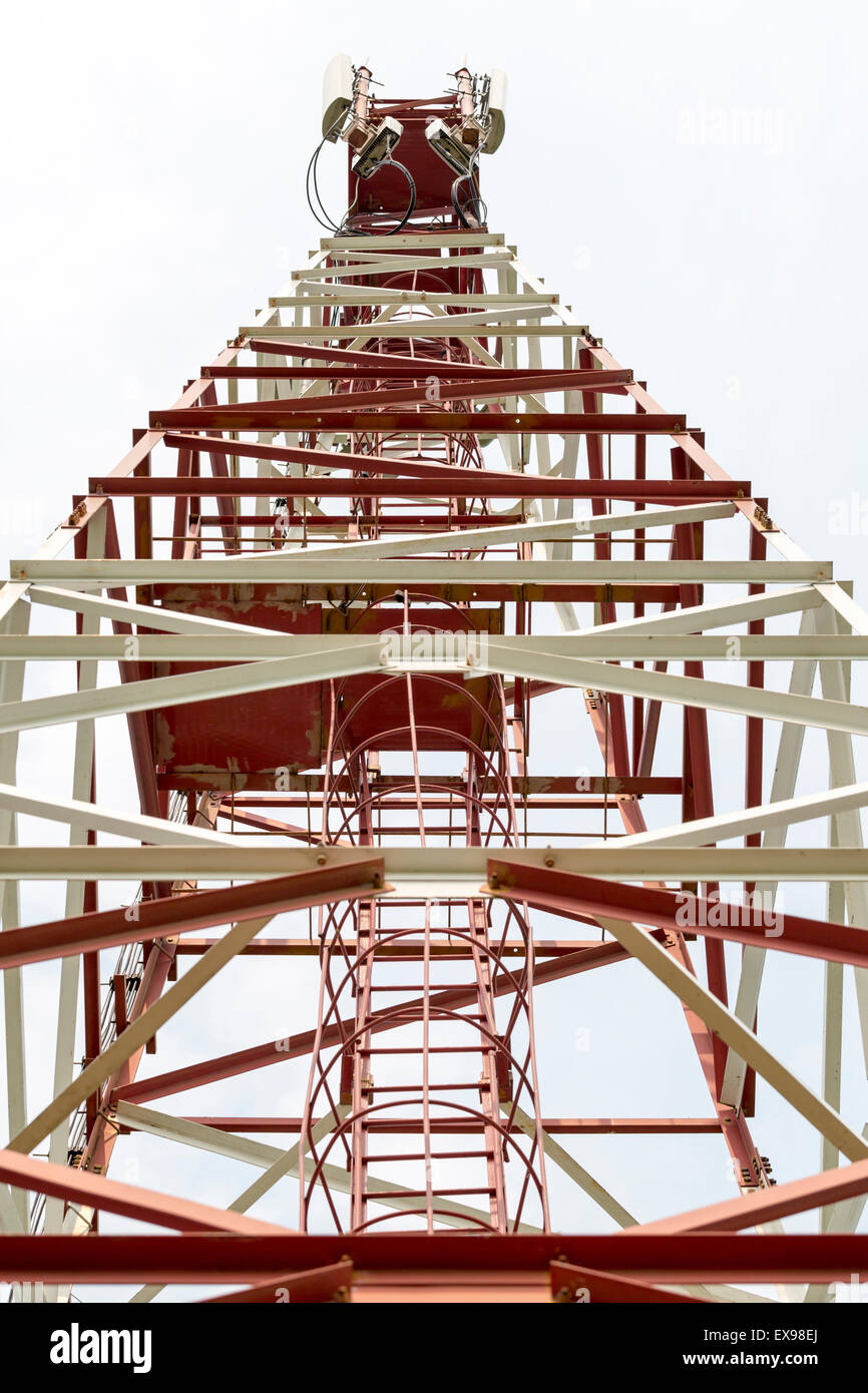 Telecommunication tower GSM and CDMA seen from below Stock Photo - Alamy