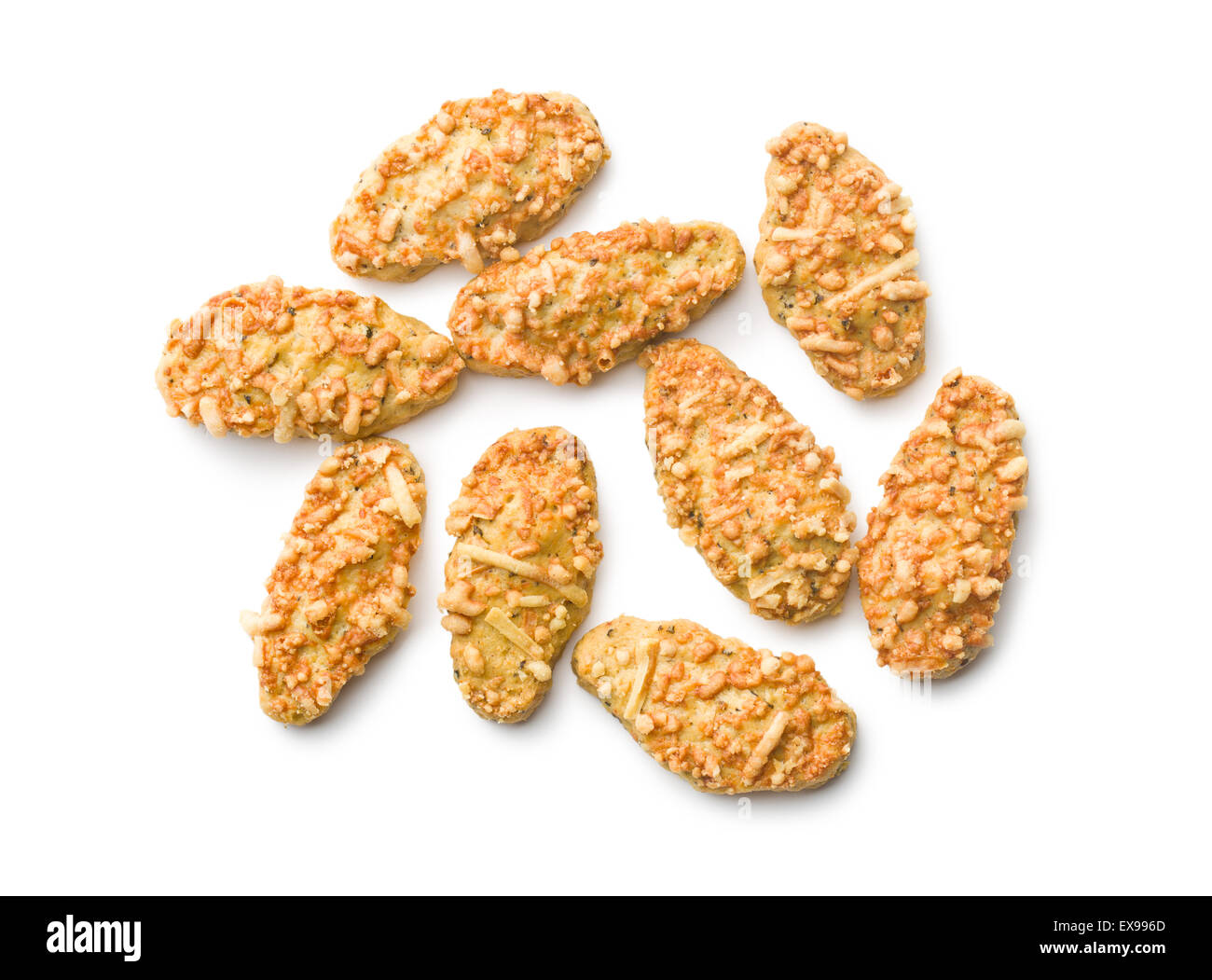 salty snack with cheese on white background Stock Photo - Alamy