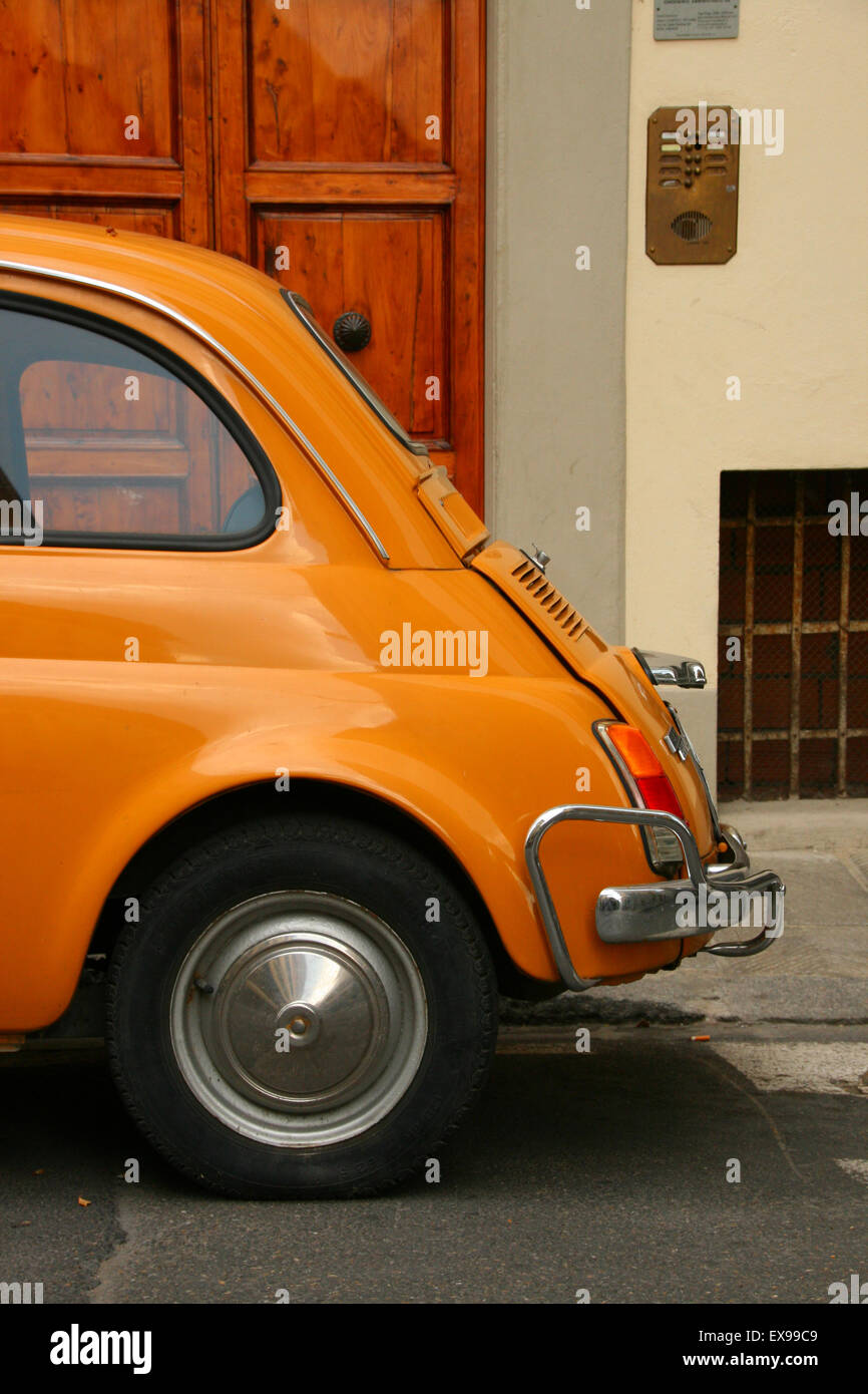 Vintage classic orange Fiat 500 Florence Italy Stock Photo - Alamy