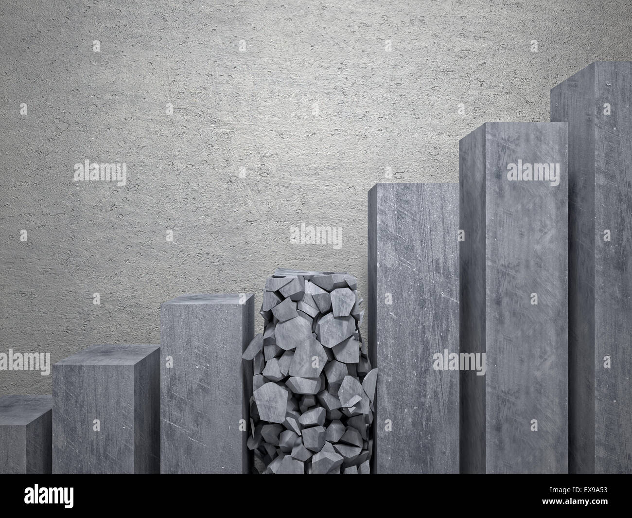 3d image of broken concrete stair Stock Photo - Alamy