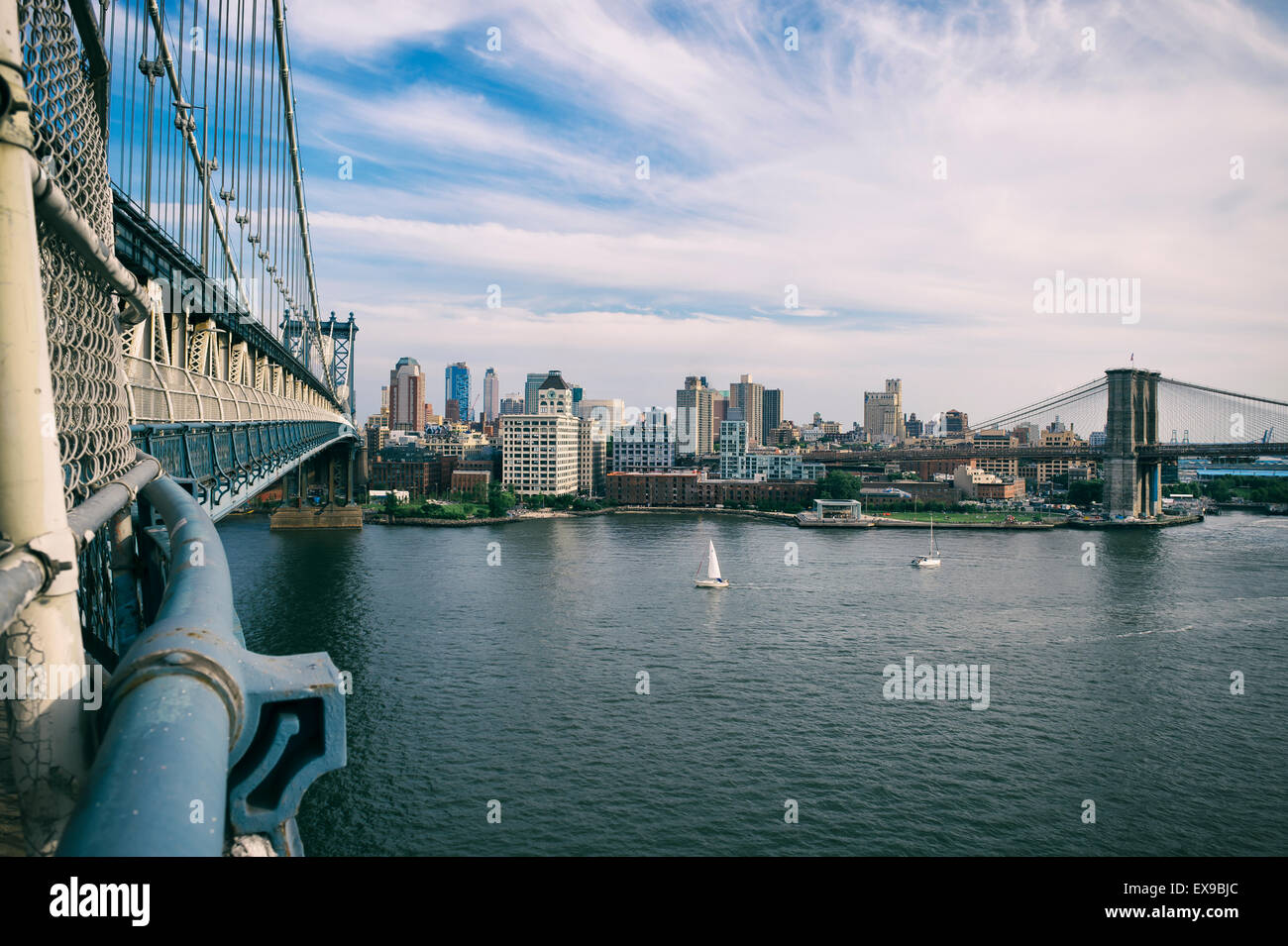 New York City skyline view of Brooklyn from the Manhattan Bridge Stock ...