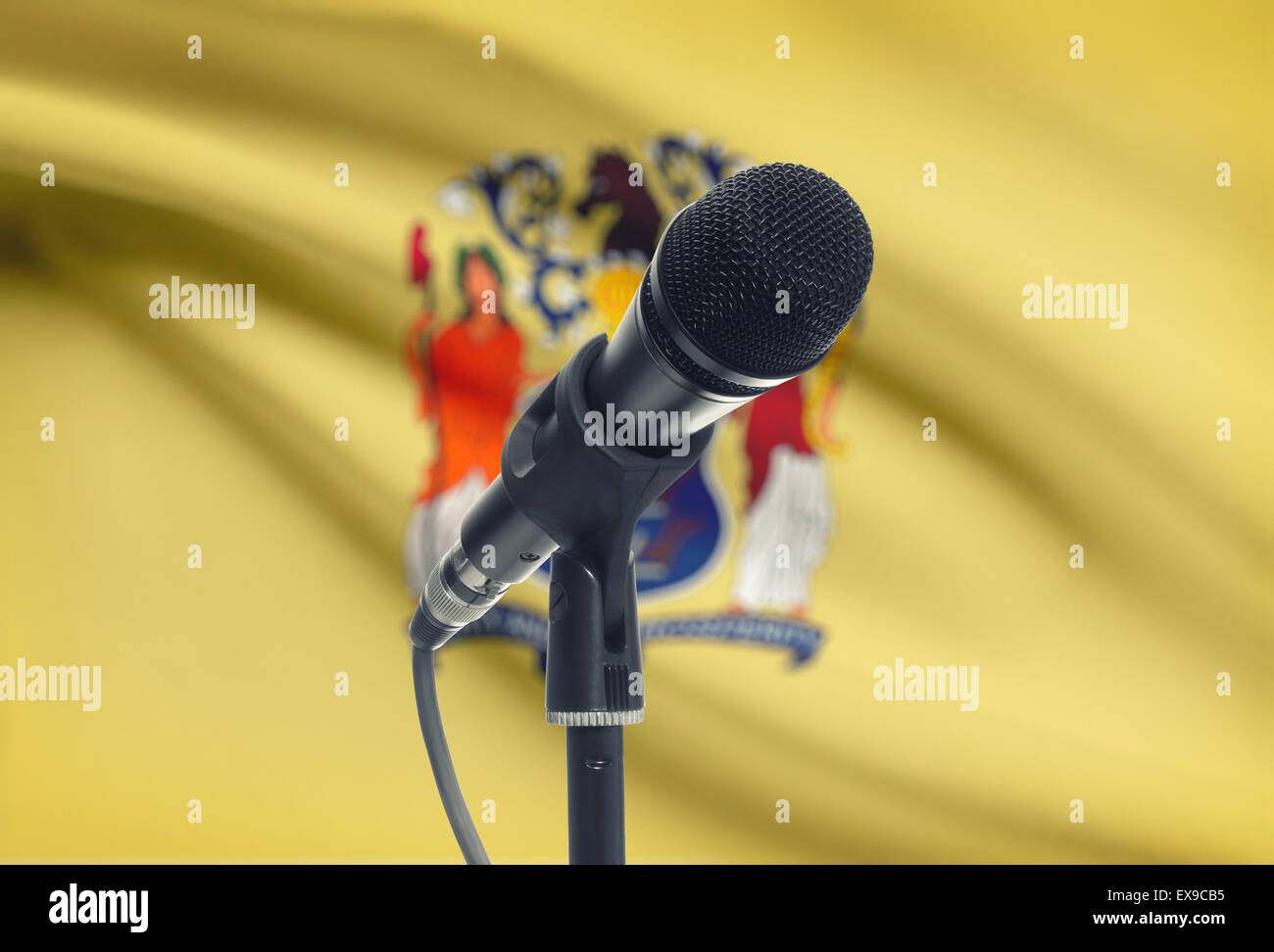 Microphone with US states flags on background series - New Jersey Stock ...
