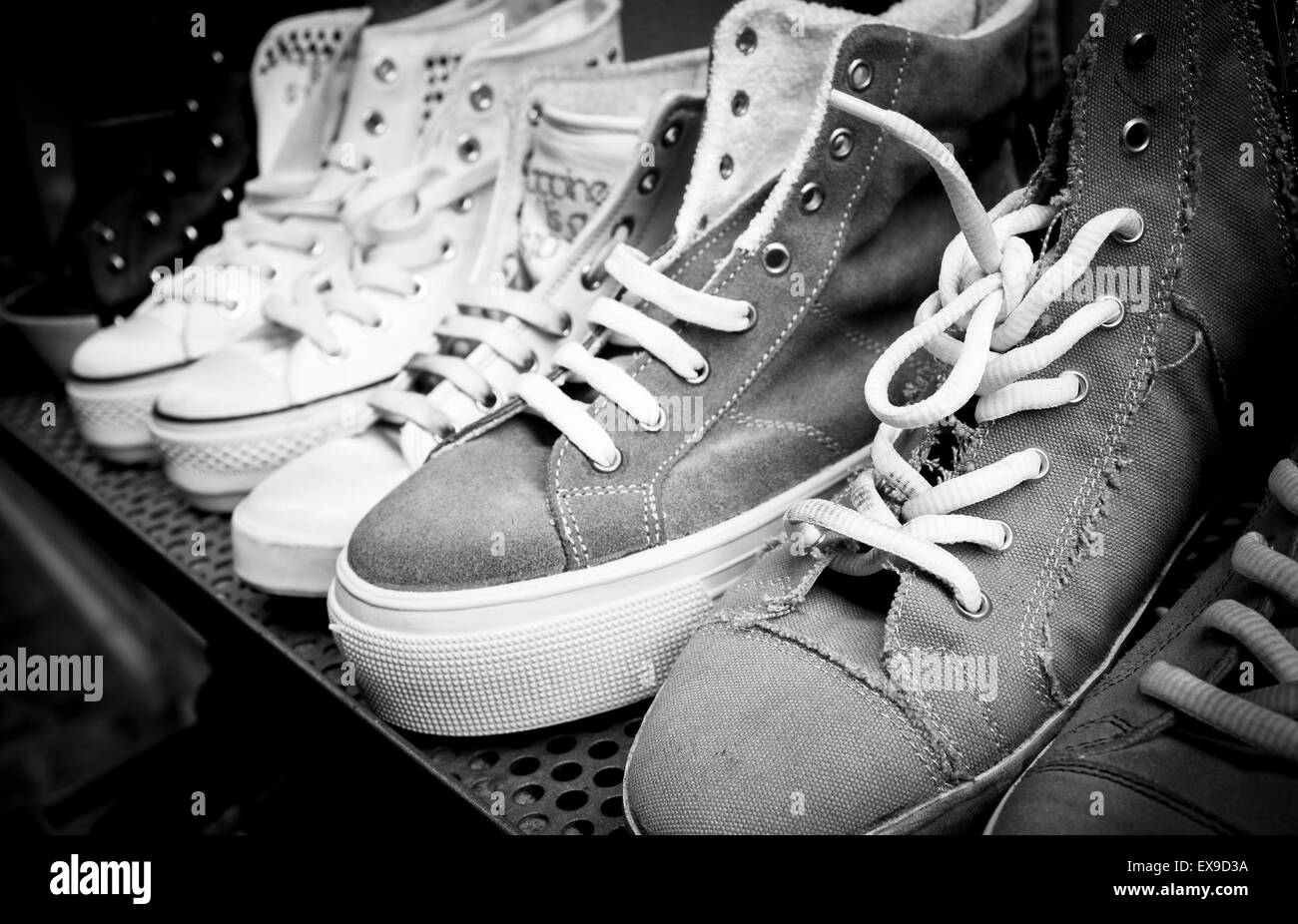 Shoes shelves Black and White Stock Photos & Images - Alamy