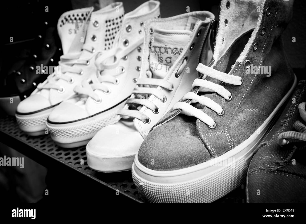 Shoes shelves Black and White Stock Photos & Images - Alamy