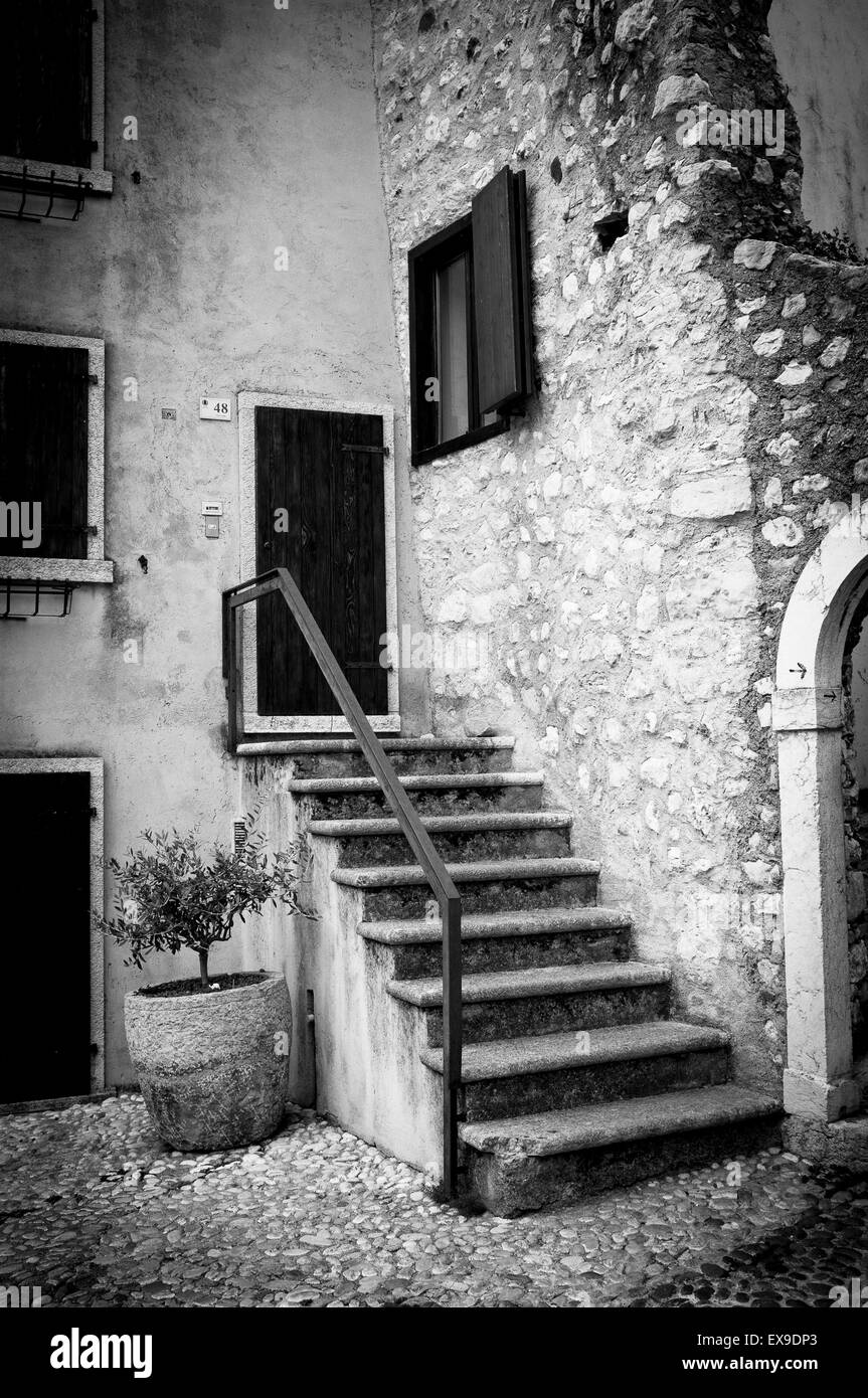 Stone steps outside a villa in Italy Stock Photo - Alamy