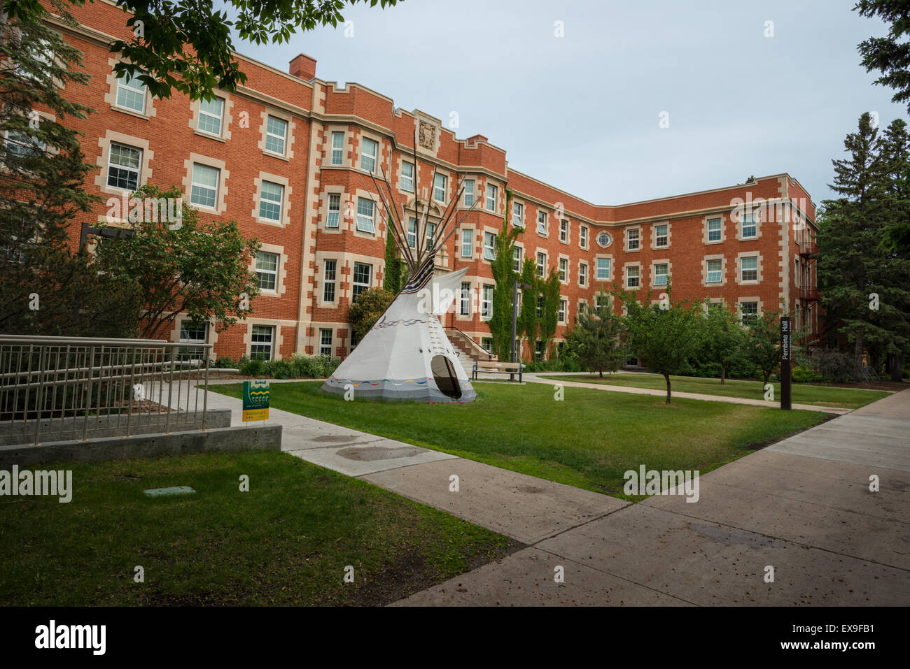 Pembina Hall on the University of Alberta campus, with a tepee on the ...