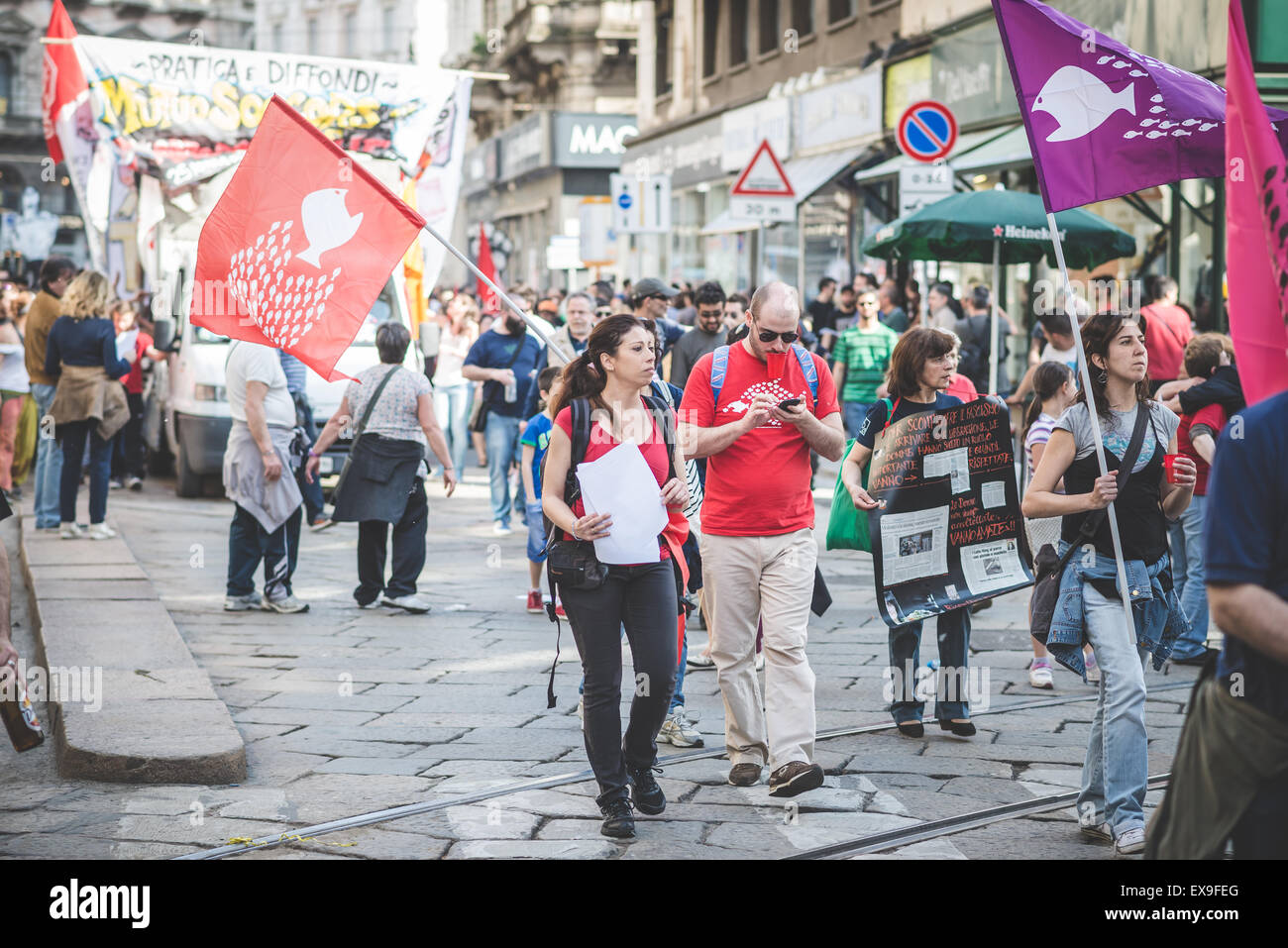 MILAN, ITALY - MAY 1: labor day held in Milan on May 1, 2014. Every ...