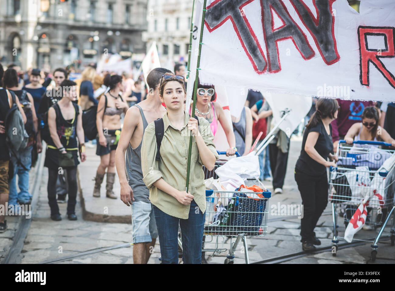 MILAN, ITALY - MAY 1: labor day held in Milan on May 1, 2014. Every ...
