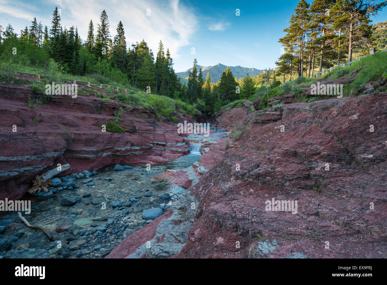 Red Rock Canyon in Waterton Lakes National Park, Alberta, Canada Stock ...