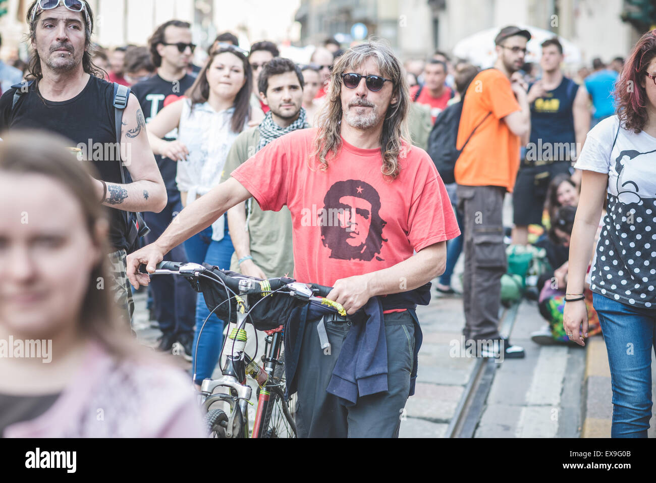 MILAN, ITALY - MAY 1: labor day held in Milan on May 1, 2014. Every ...