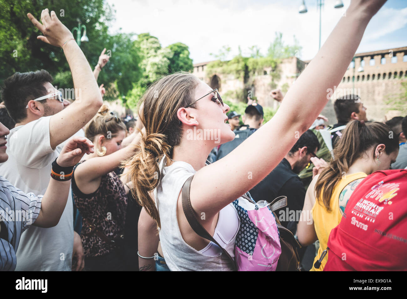 MILAN, ITALY - MAY 1: labor day held in Milan on May 1, 2014. Every ...