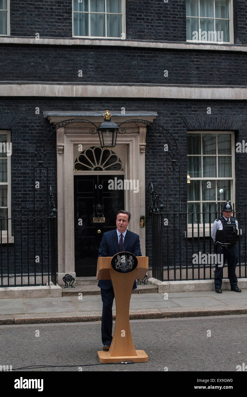Prime Minister David Cameron returns to Downing Street after the ...