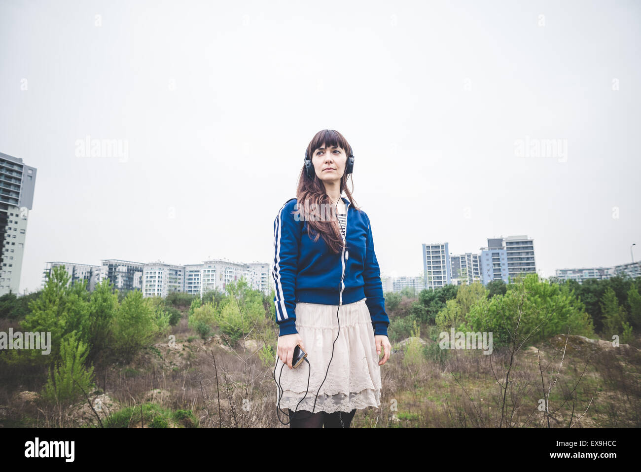 beautiful woman in a desolate lurban landscape Stock Photo - Alamy
