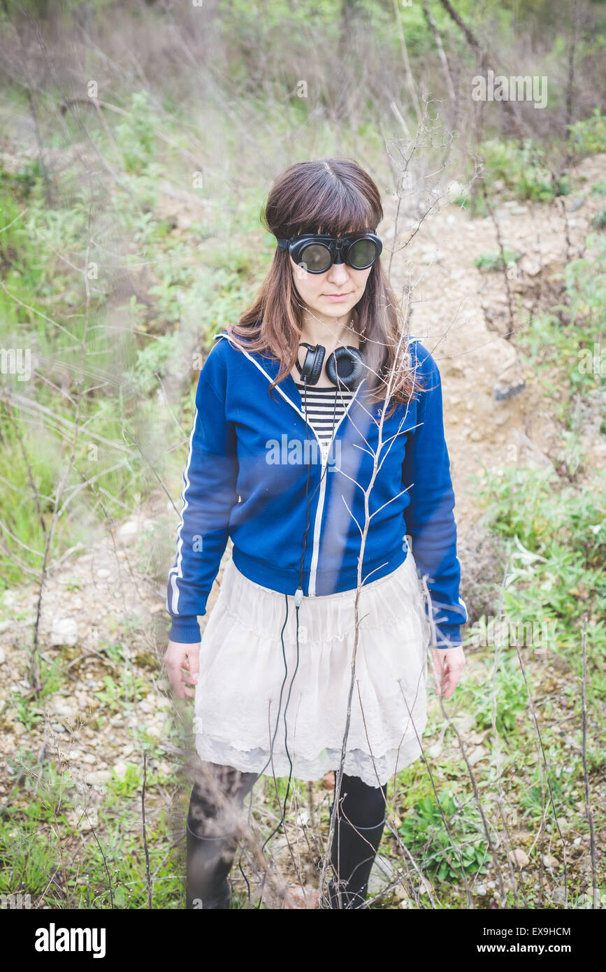 beautiful woman in a desolate lurban landscape Stock Photo - Alamy