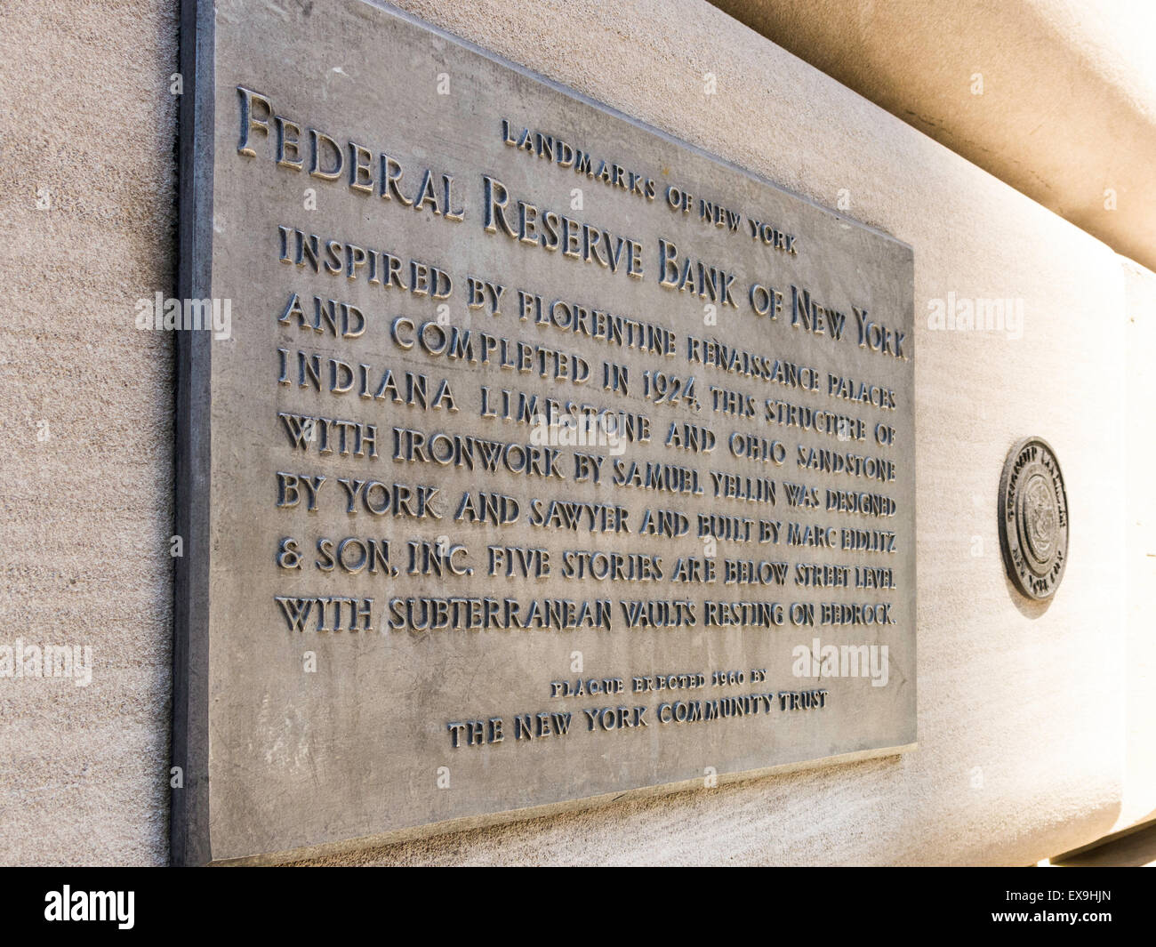 Landmark plaque, Federal Hall Memorial National Historic Site, NYC ...