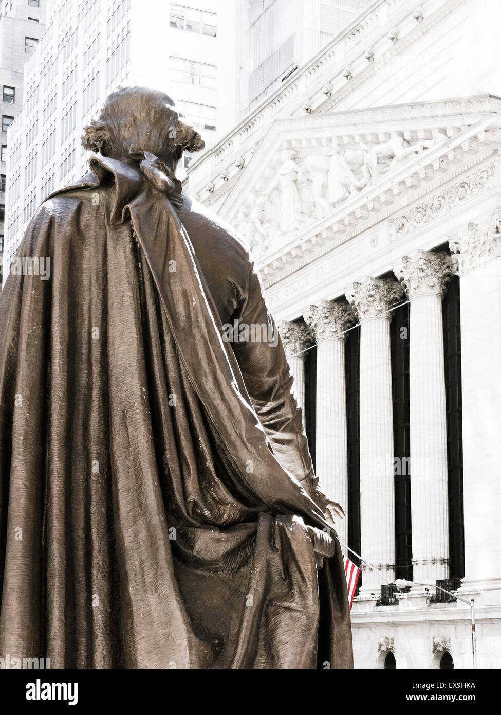 New York Stock Exchange from Federal Hall, George Washington Statue in ...