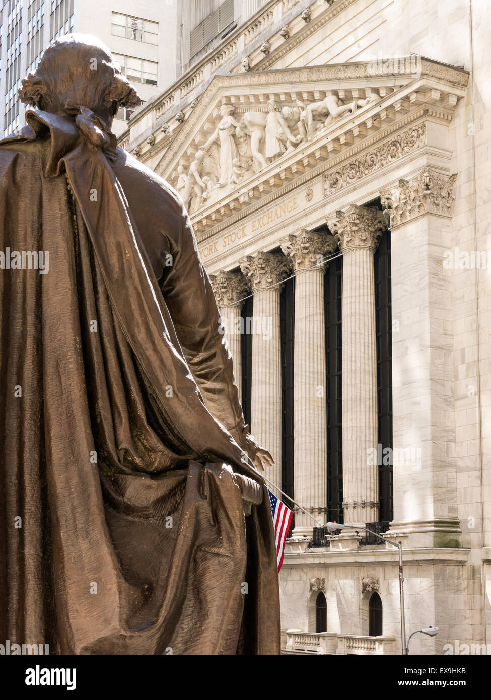 New York Stock Exchange from Federal Hall, George Washington Statue in ...