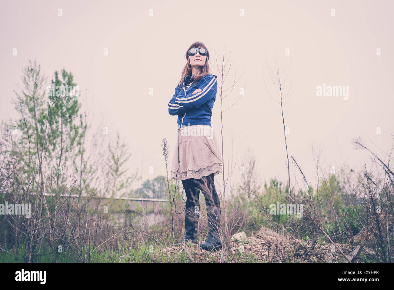 beautiful woman in a desolate lurban landscape Stock Photo - Alamy