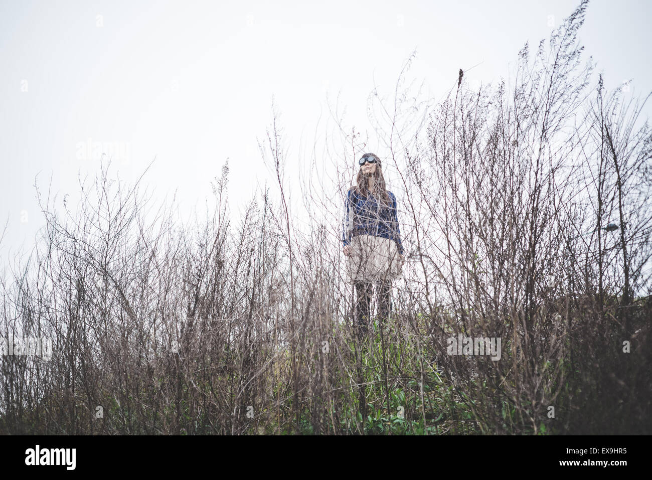 beautiful woman in a desolate lurban landscape Stock Photo - Alamy
